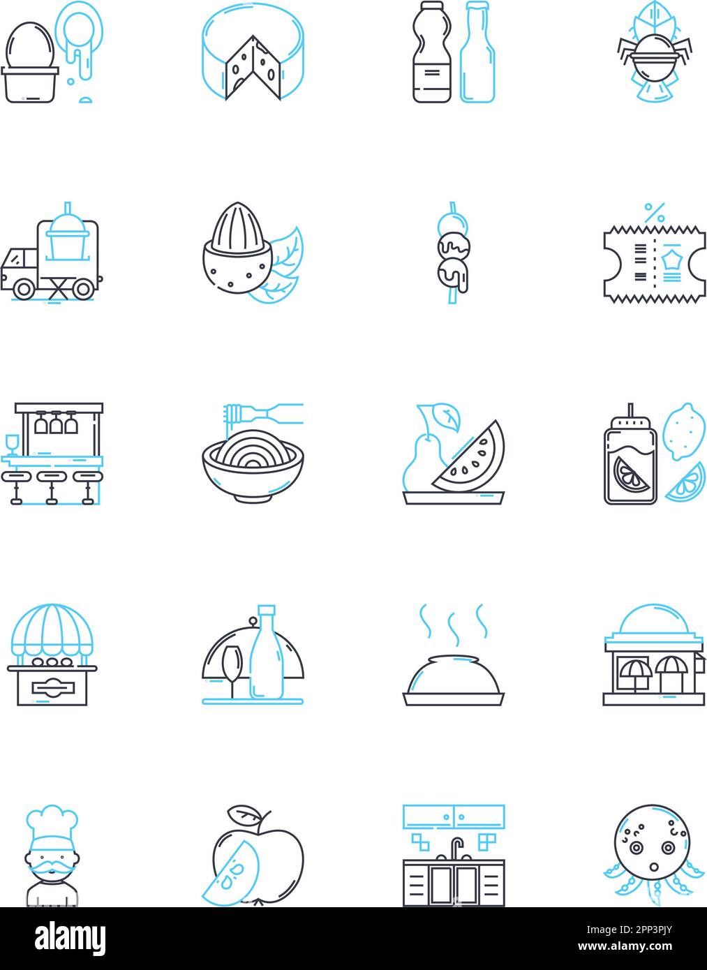 Culinary industry linear icons set. Cooking, Recipes, Ingredients, Food ...