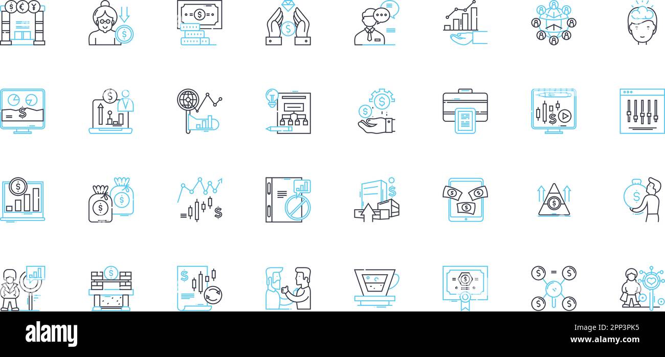 Fiscal venture linear icons set. Investment, Profit, Financing, Venture ...
