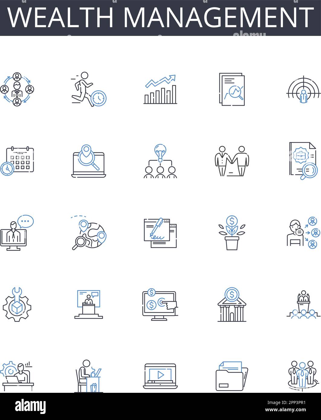 Wealth management line icons collection. My management, Investment ... Wealth management line icons collection. My management, Investment ...