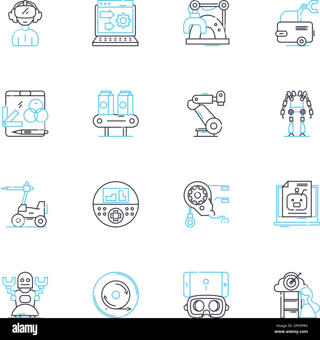 Layering technology linear icons set. Integration, Coherence, Process ...