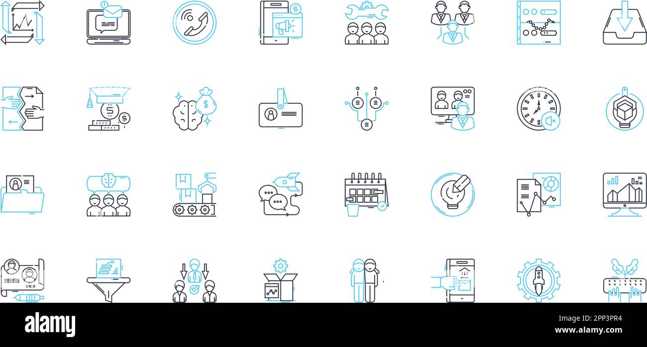 Interior Design For Workspace Linear Icons Set Productivity