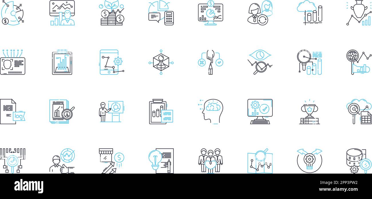 Financial evaluation linear icons set. Profitability, Liquidity ...