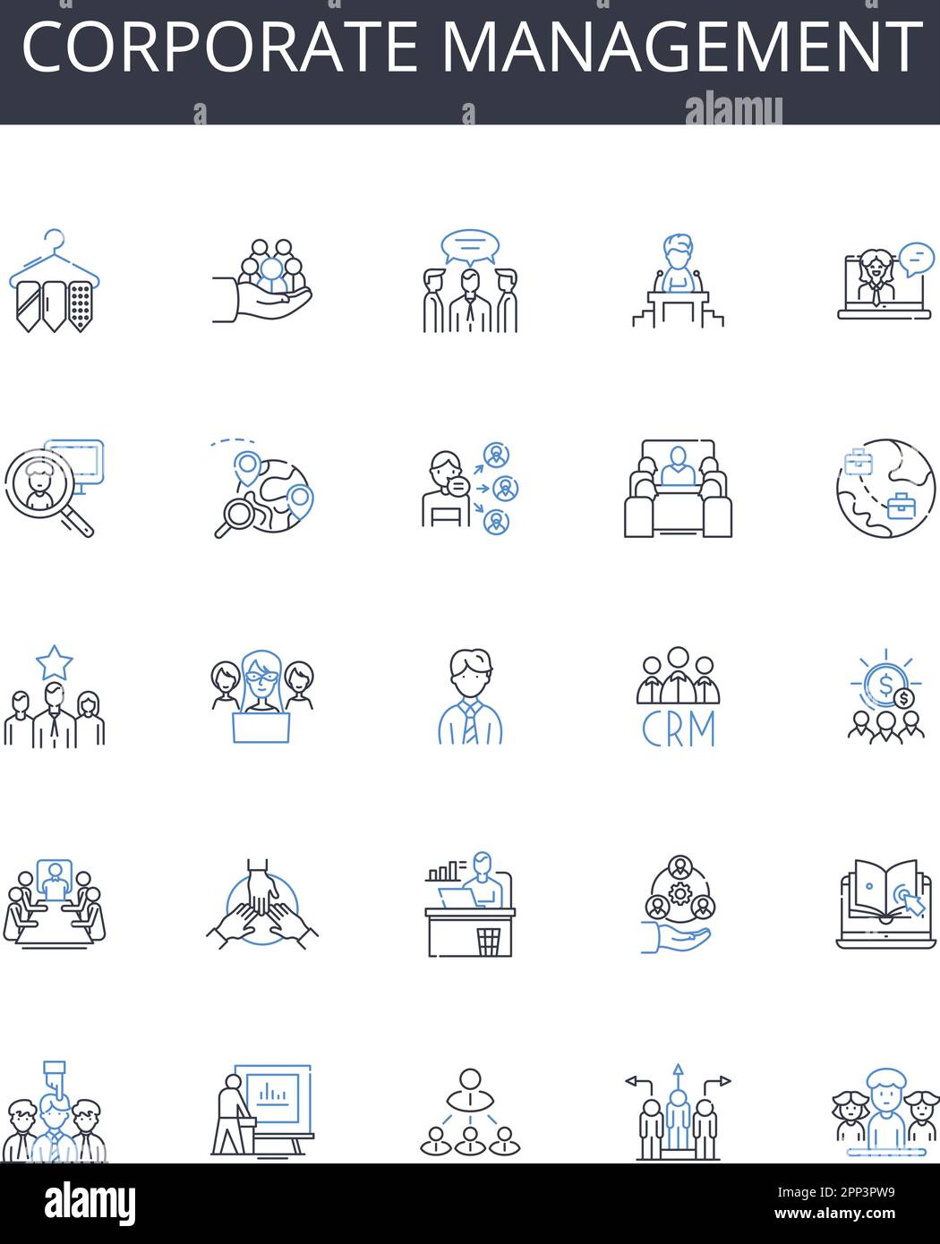 Corporate Management line icons collection. Executive Leadership, Business Administration ...