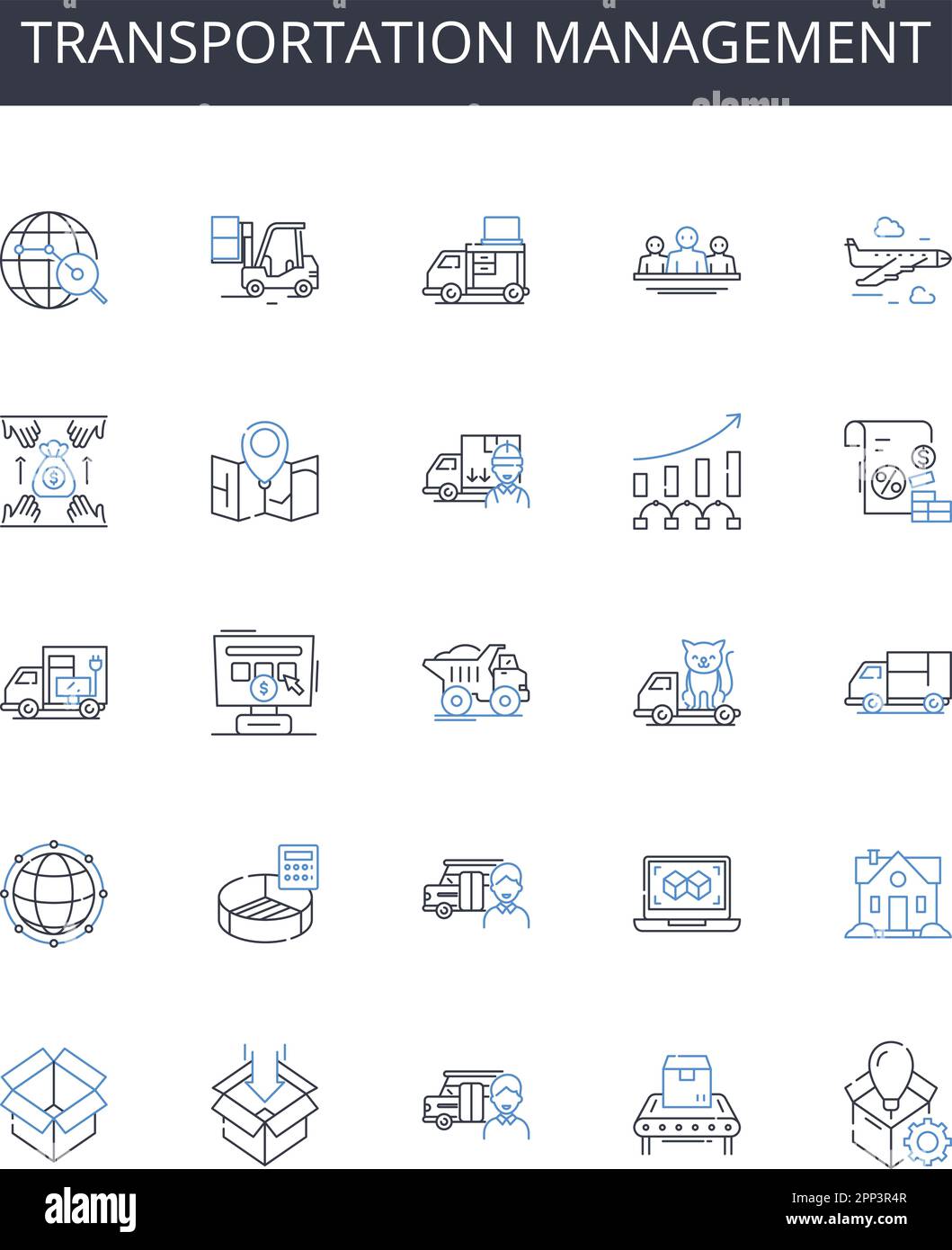 Transportation management line icons collection. Financial planning ... Transportation management line icons collection. Financial planning ...