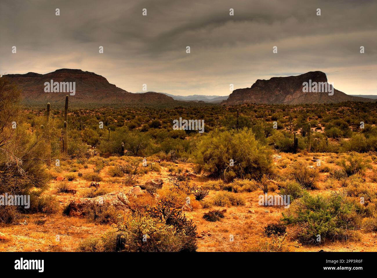 Dramatic desert mountains with a storm approaching Stock Photo - Alamy