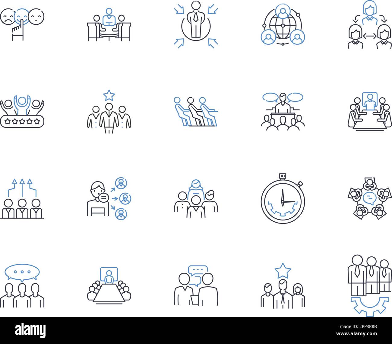 Synergistic Teamwork Line Icons Collection Collaboration Diversity Synchronization