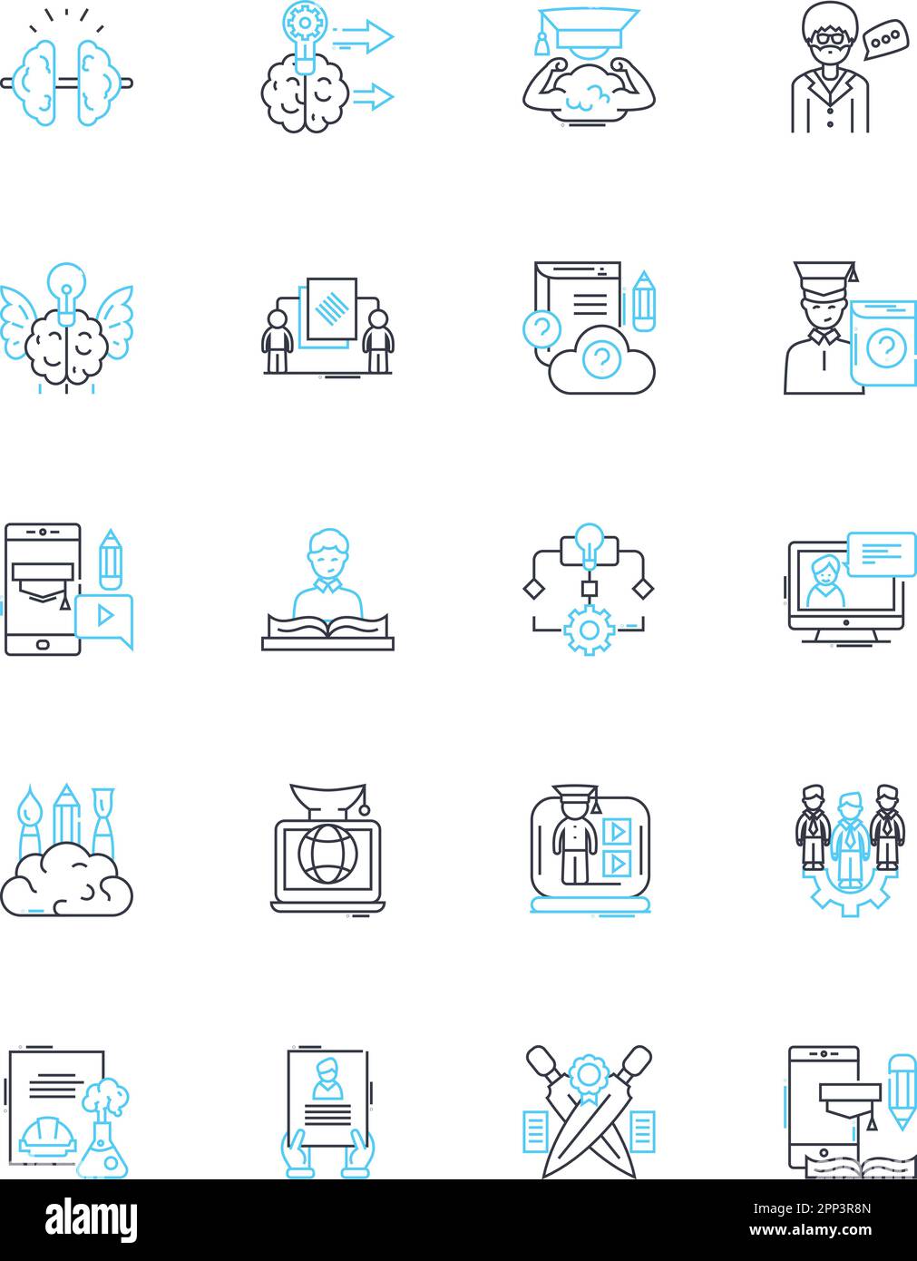 Tutoring Linear Icons Set Instruction Mentorship Guidance Learning
