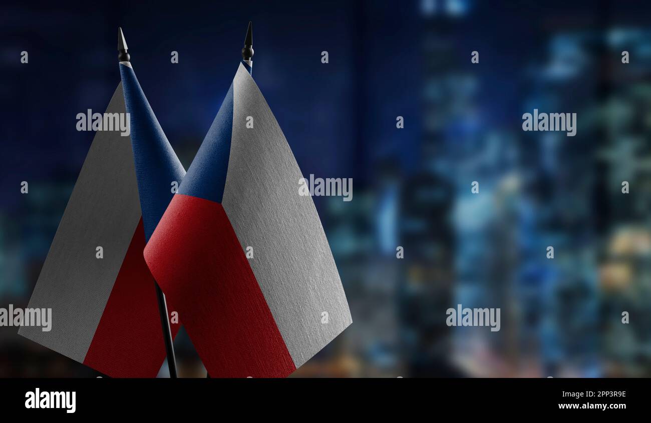 Small flags of the Czechia on an abstract blurry background Stock Photo ...