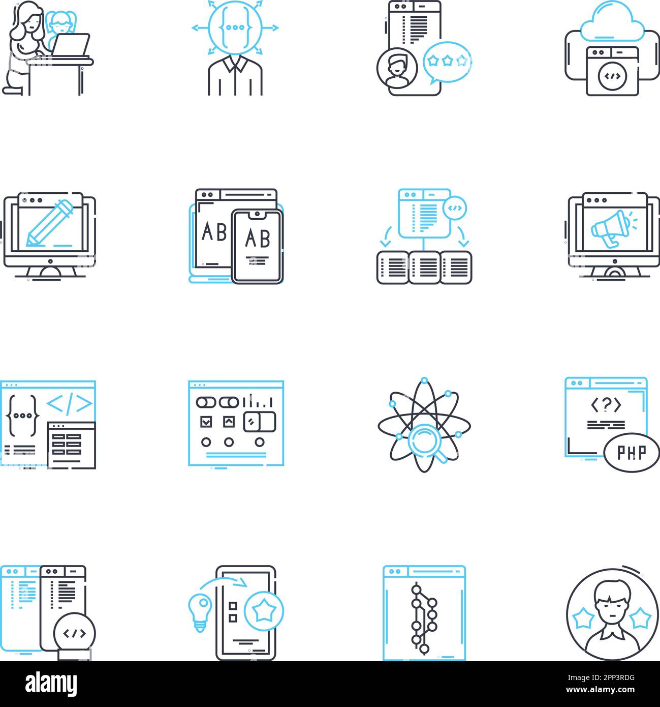 Mainframe computer linear icons set. Legacy, Centralized, Durable ...