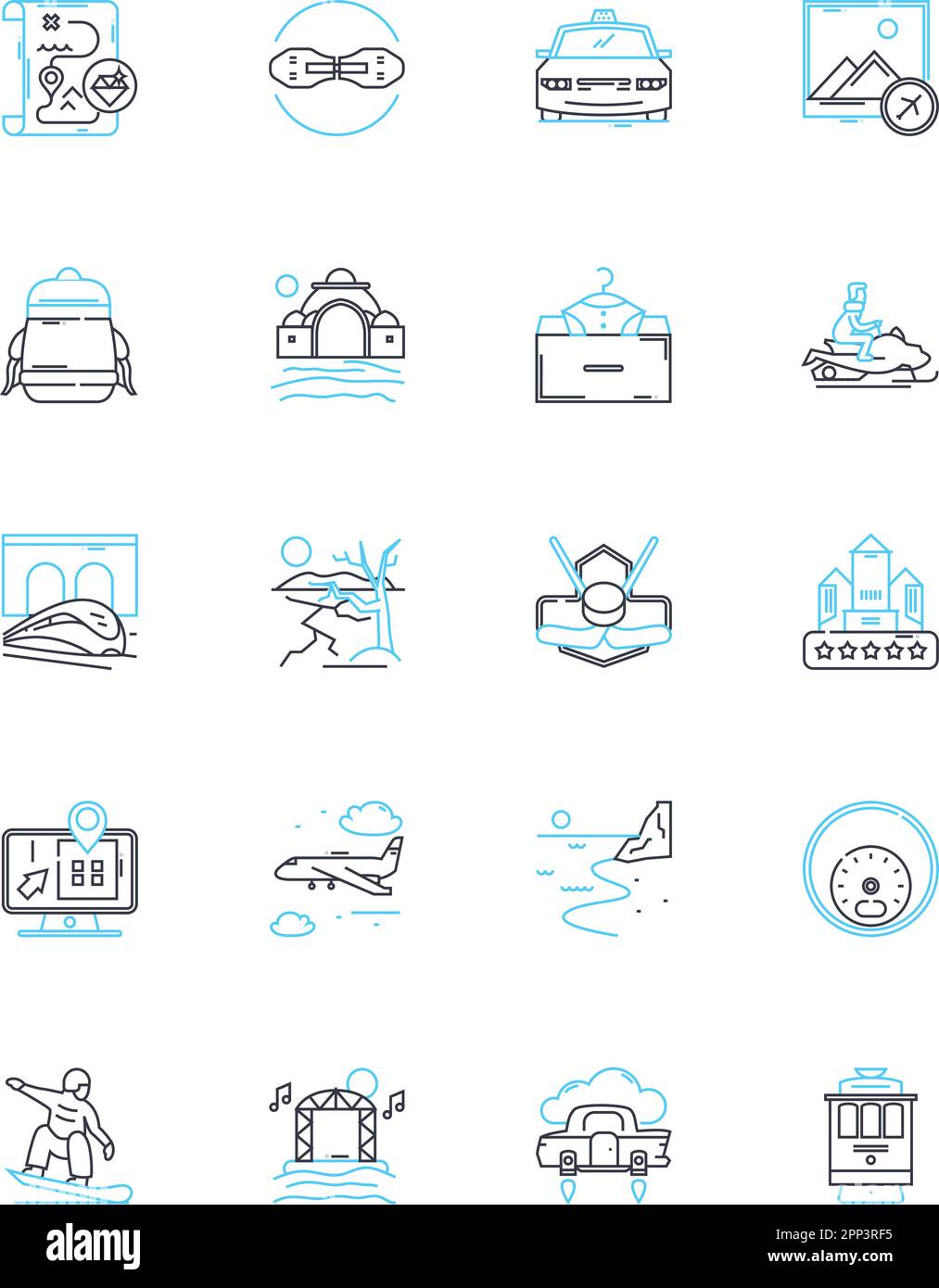 Weekend retreat linear icons set. serenity, relaxation, rejuvenation ...