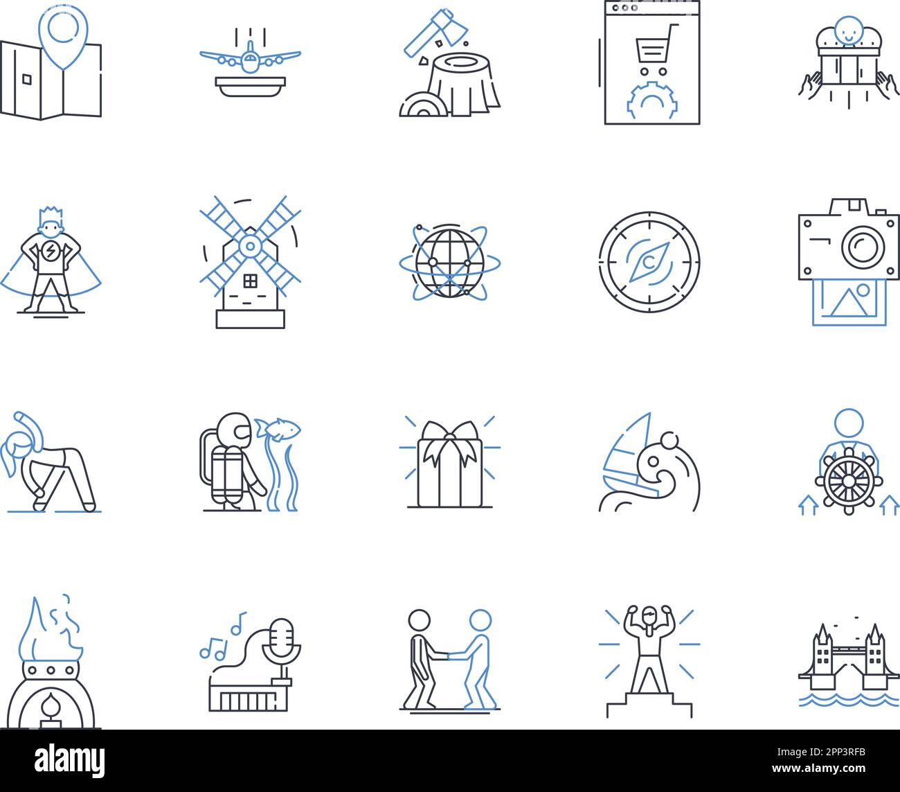 Mountain climbing line icons collection. Summit, Altitude, Peak, Climb ...