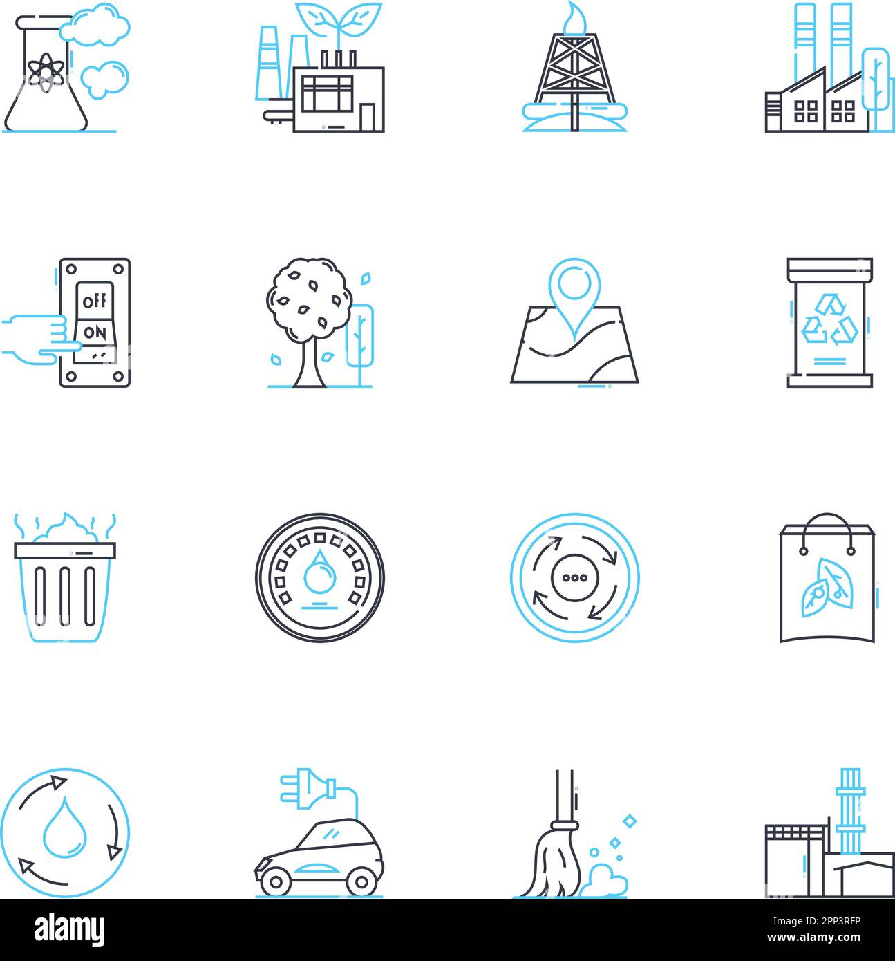 Fresh air linear icons set. Oxygen, Nature, Breeze, Cleanliness ...