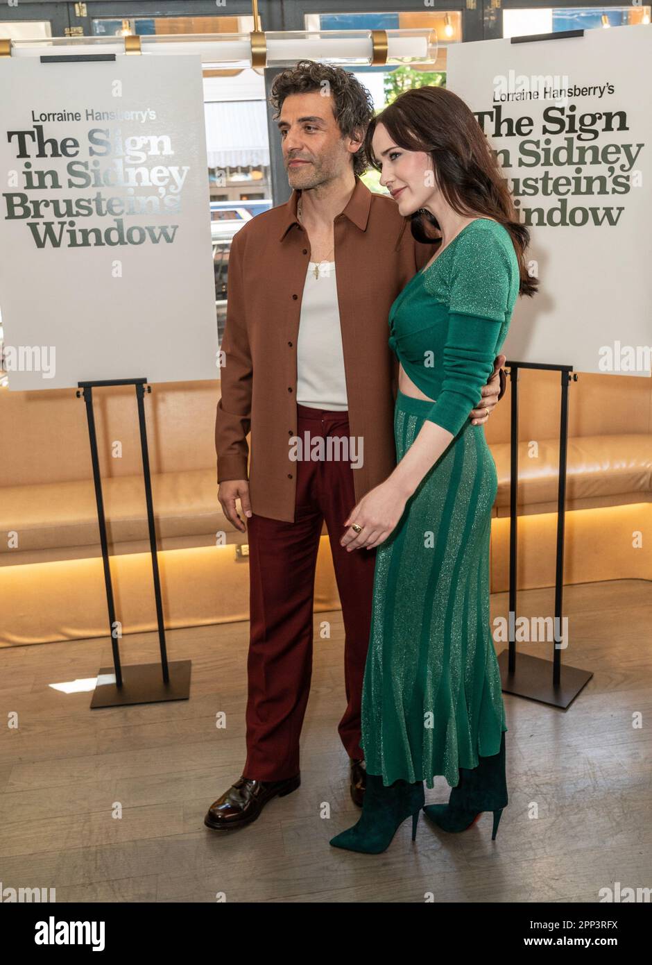 Actors Oscar Isaac and Rachel Brosnahan attend Creators of The Sign in Sidney Brustein’s Window ...
