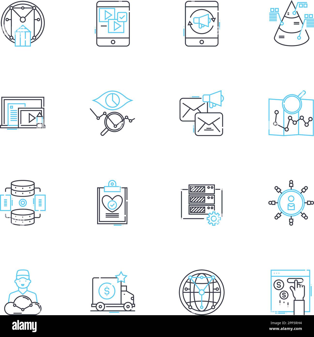 Business behavior linear icons set. Etiquette, Professionalism, Ethics, Integrity, Respect ...