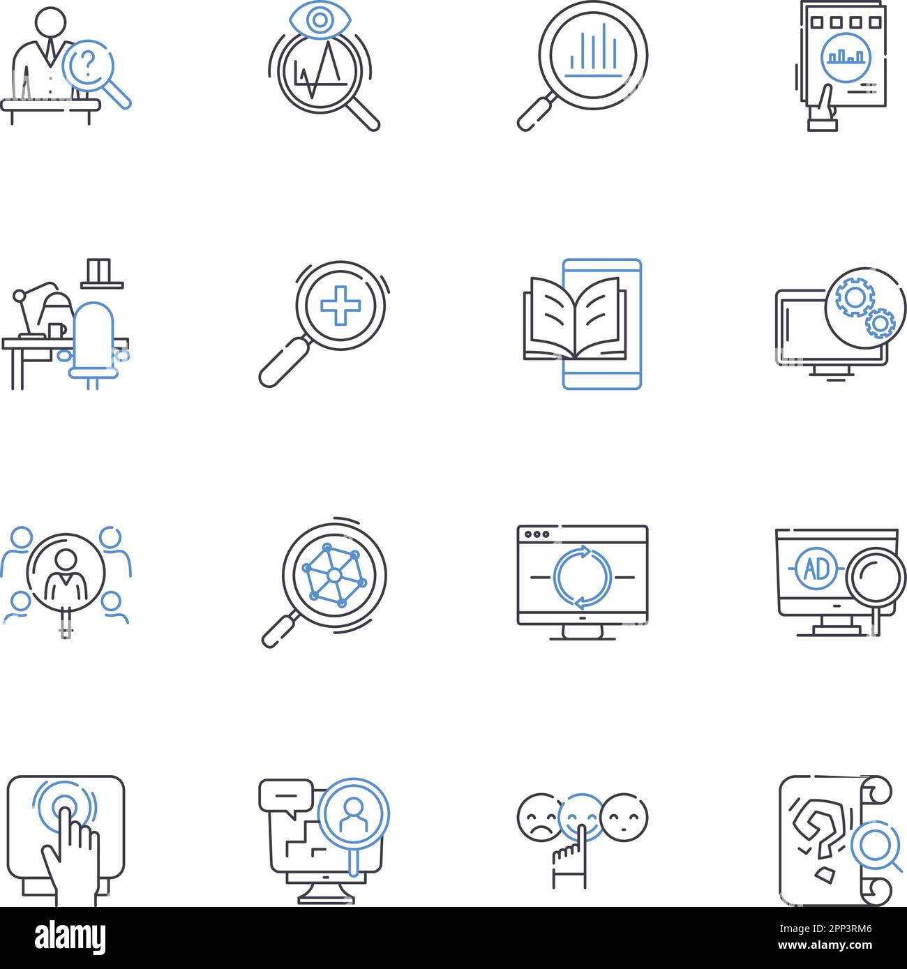 Experimentation Line Icons Collection Hypothesis Methodology Analysis Control Data Results