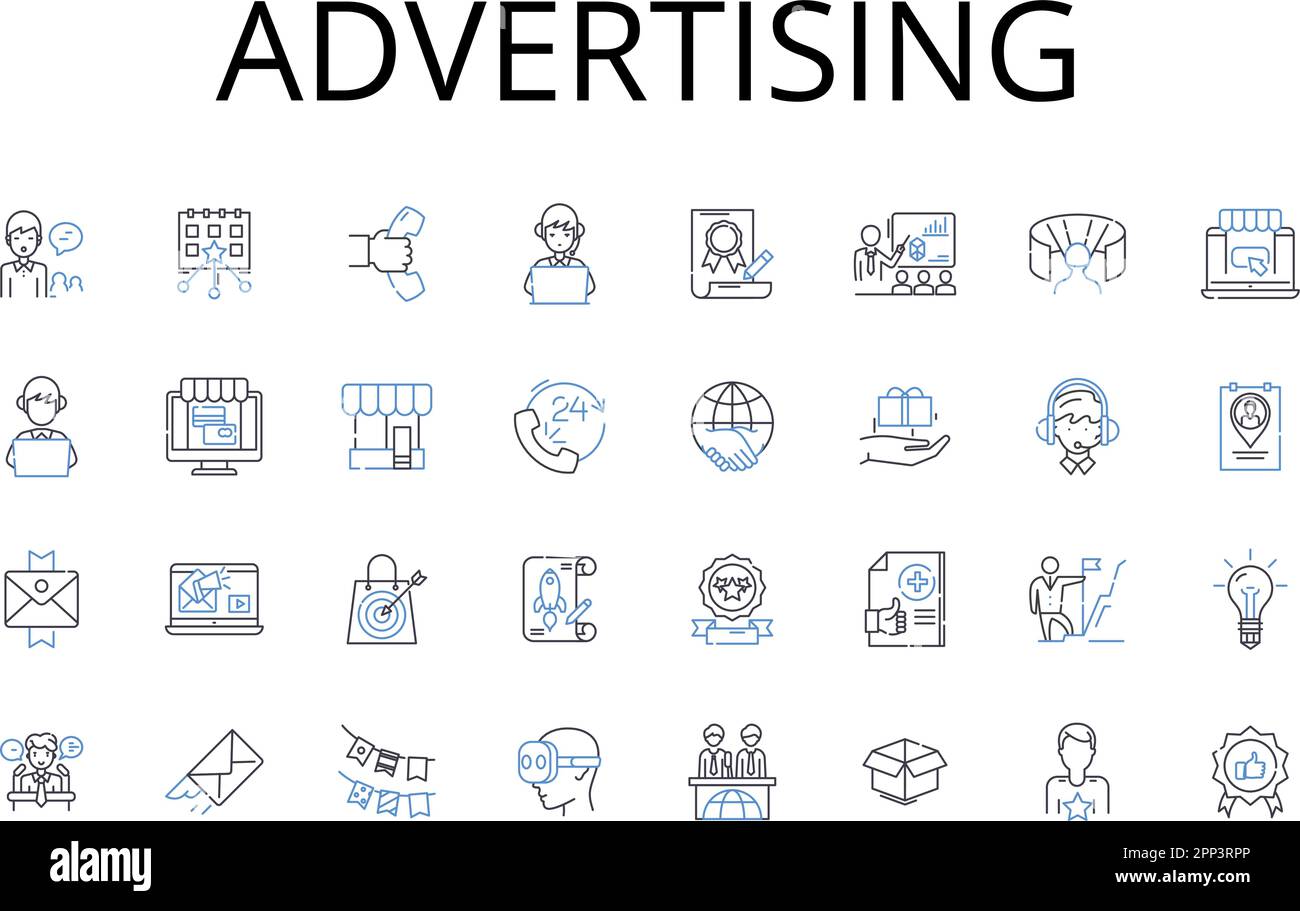 Advertising line icons collection. Promotion, Marketing, Communication ...