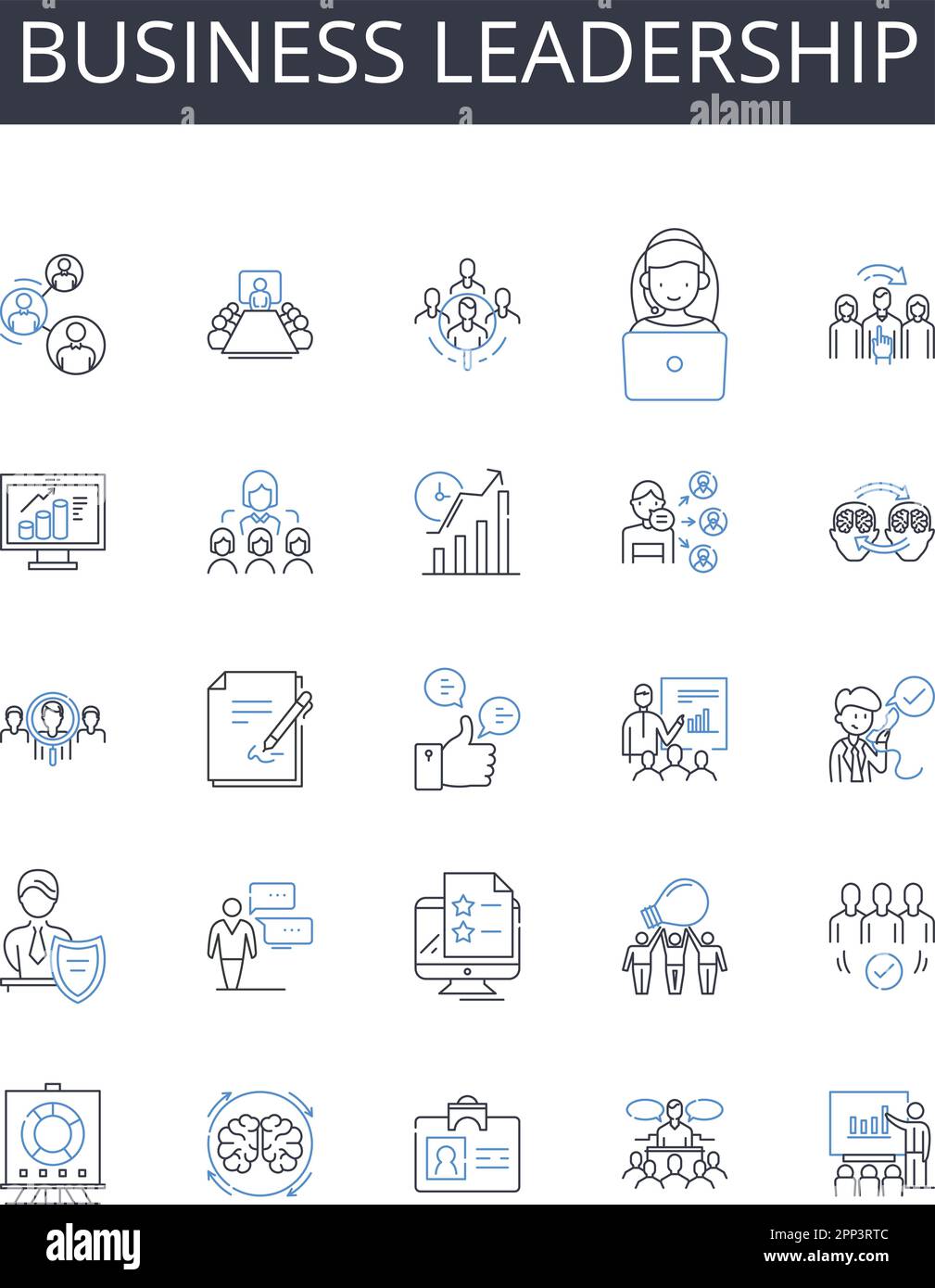 Business leadership line icons collection. Team management, Project coordination, Brand ...
