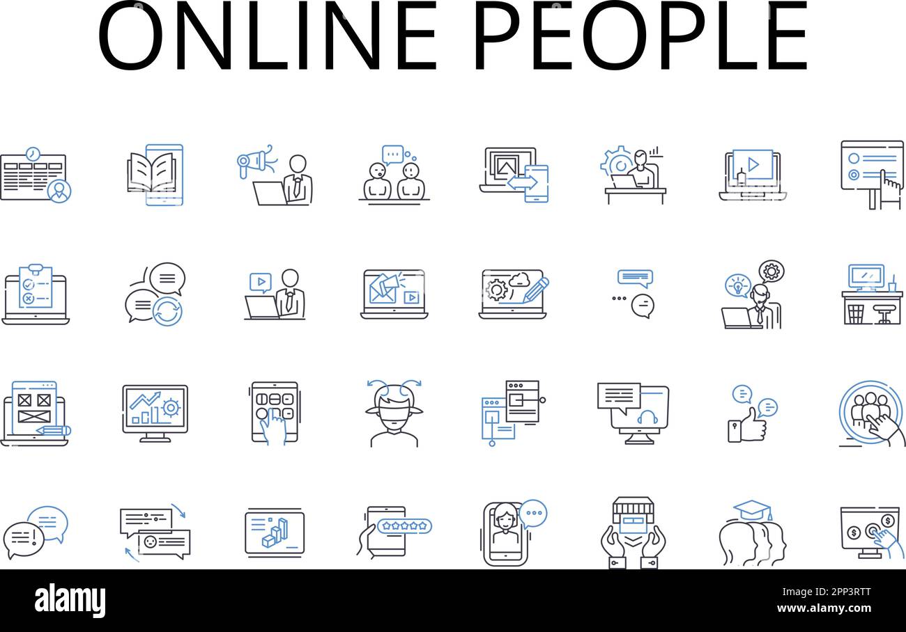 Online people line icons collection. Digital citizens, Internet users ...