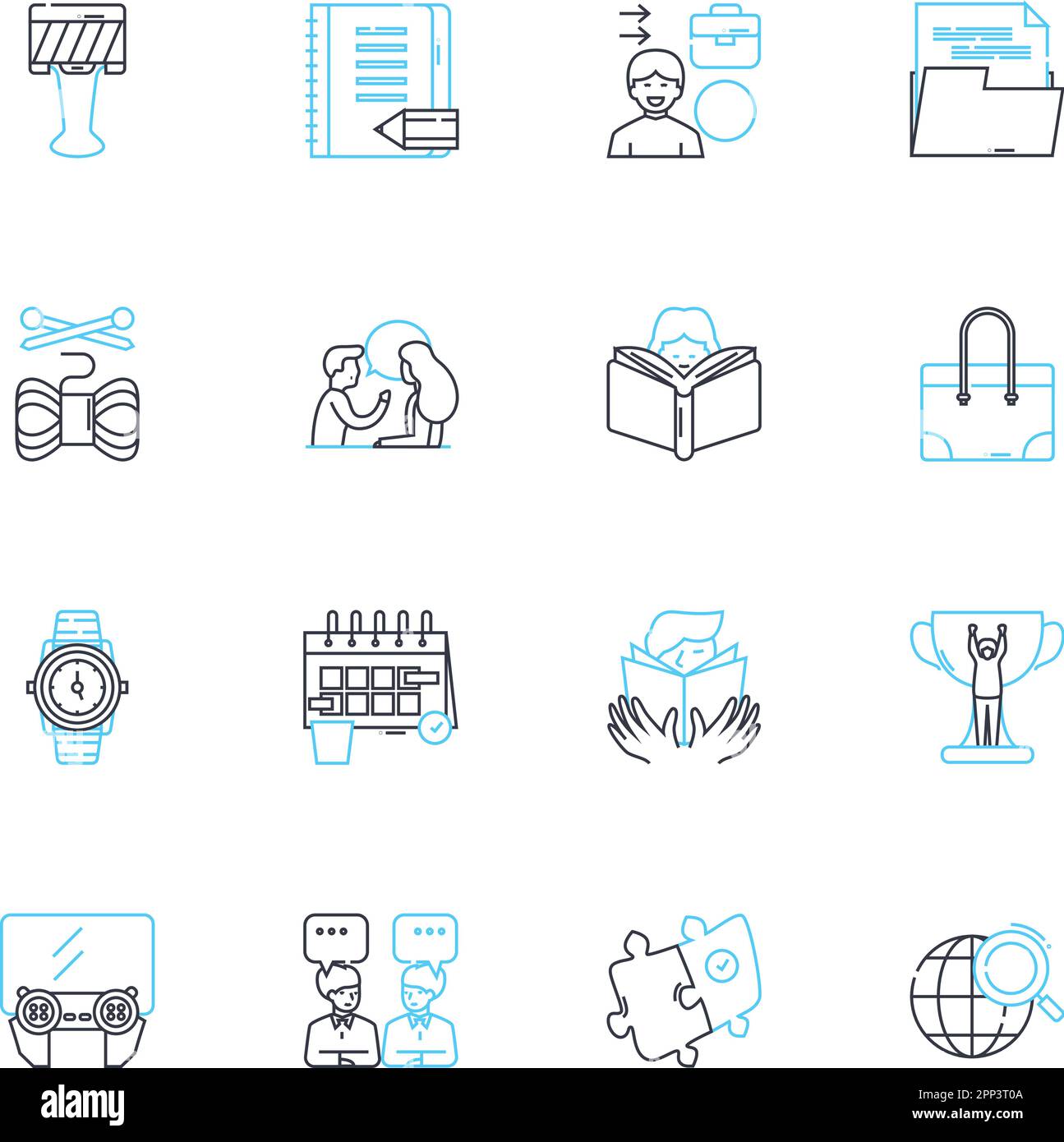 Writing instruments linear icons set. Pen, Pencil, Marker, Highlighter ...