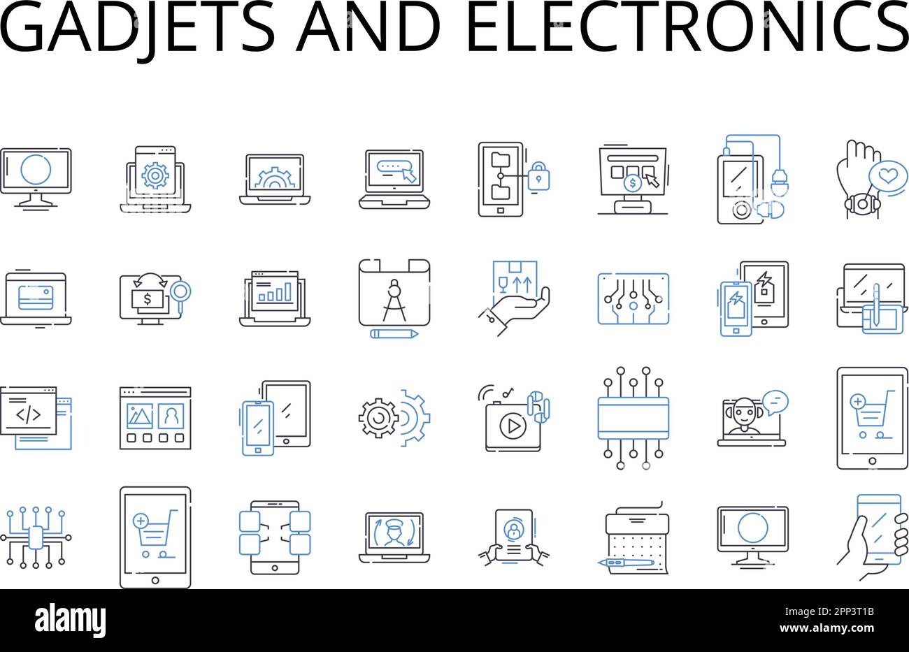 Gadjets and electronics line icons collection. Devices, Appliances ...