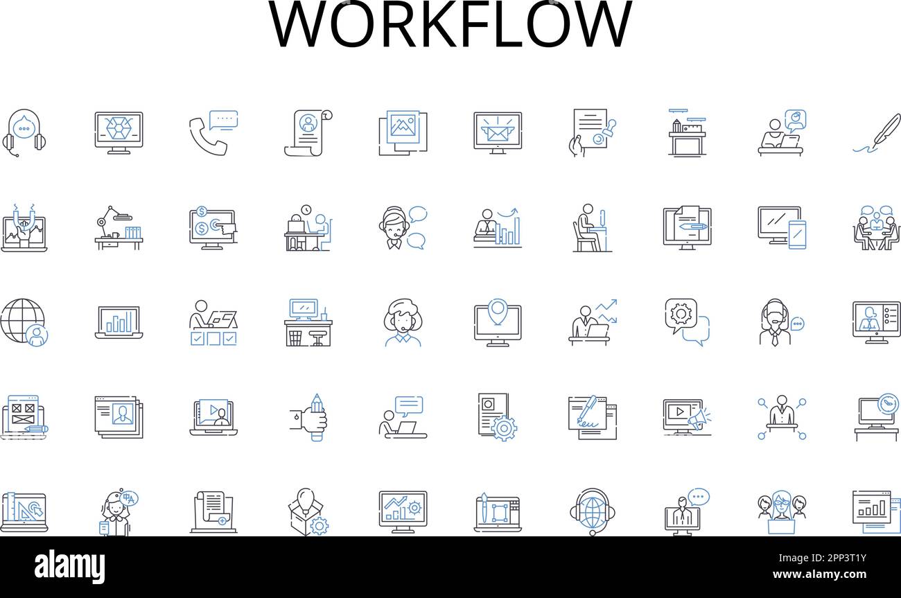 Workflow line icons collection. Online, Virtual, Distance-learning ... Workflow line icons collection. Online, Virtual, Distance-learning ...