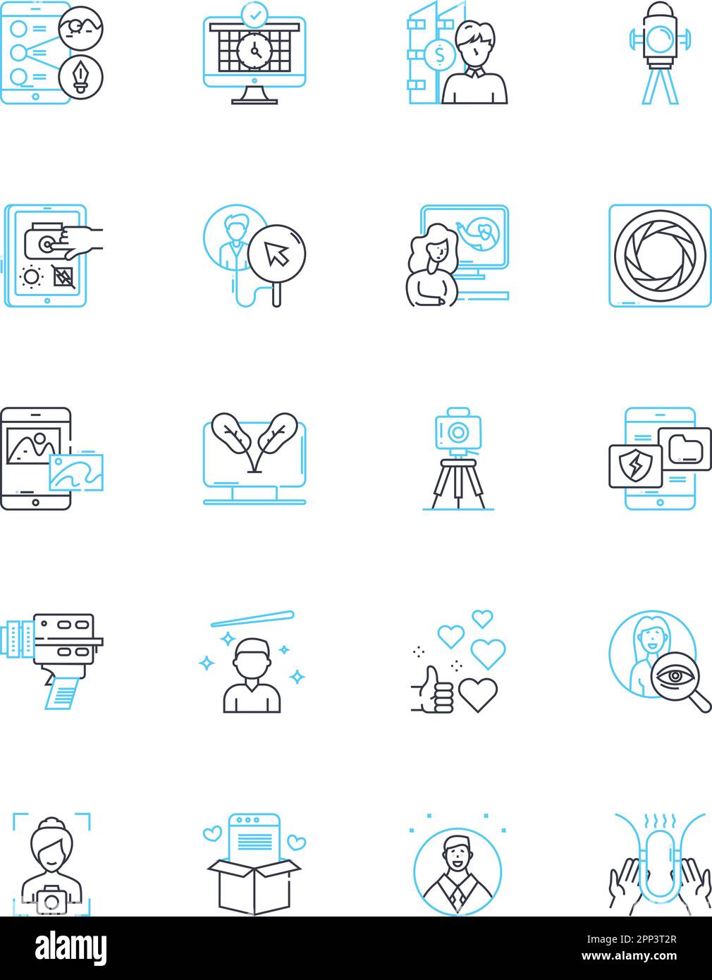 News media linear icons set. Journalism, Broadcasting, Headlines ...