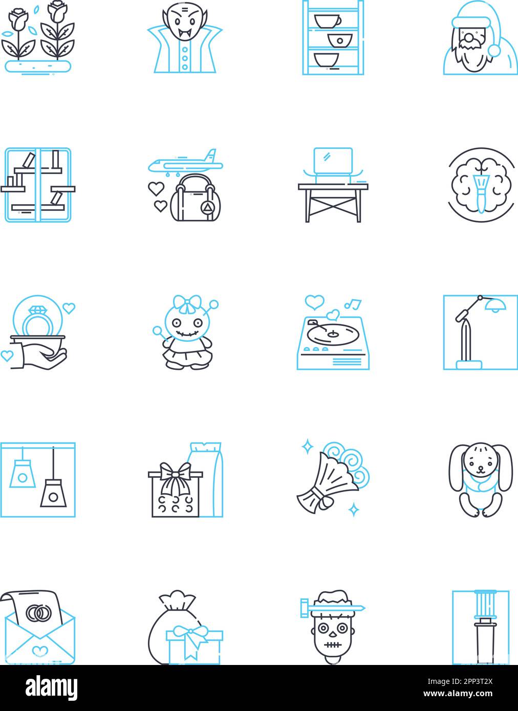 Aesthetic features linear icons set. Symmetry, Contrast, Harmony ...
