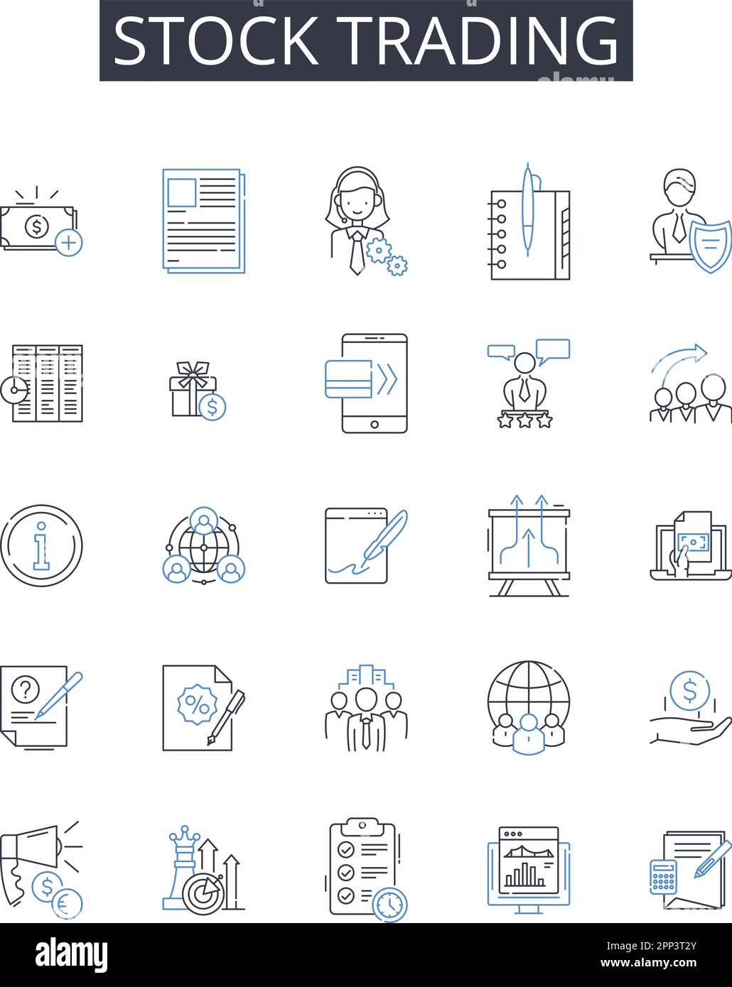 Stock trading line icons collection. Forex trading, Mutual funds ... Stock trading line icons collection. Forex trading, Mutual funds ...