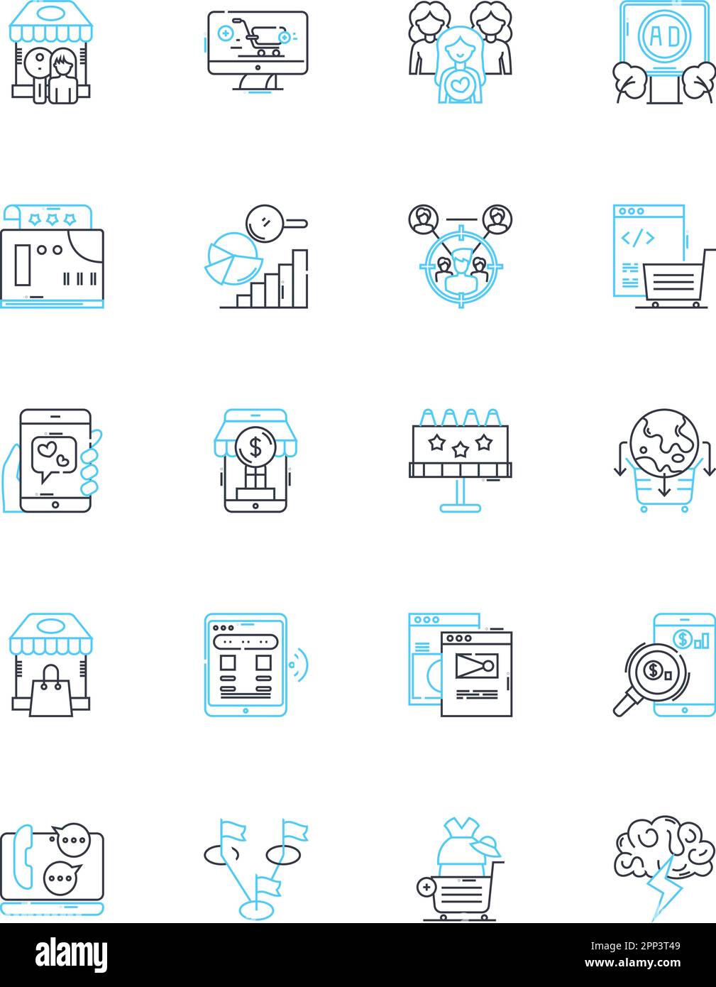 Seo Company Linear Icons Set Optimization Ranking Keywords