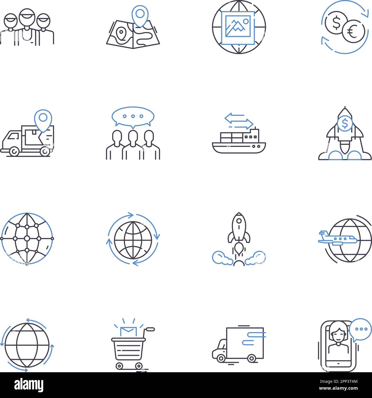 Cross-border operations line icons collection. International, Customs ...