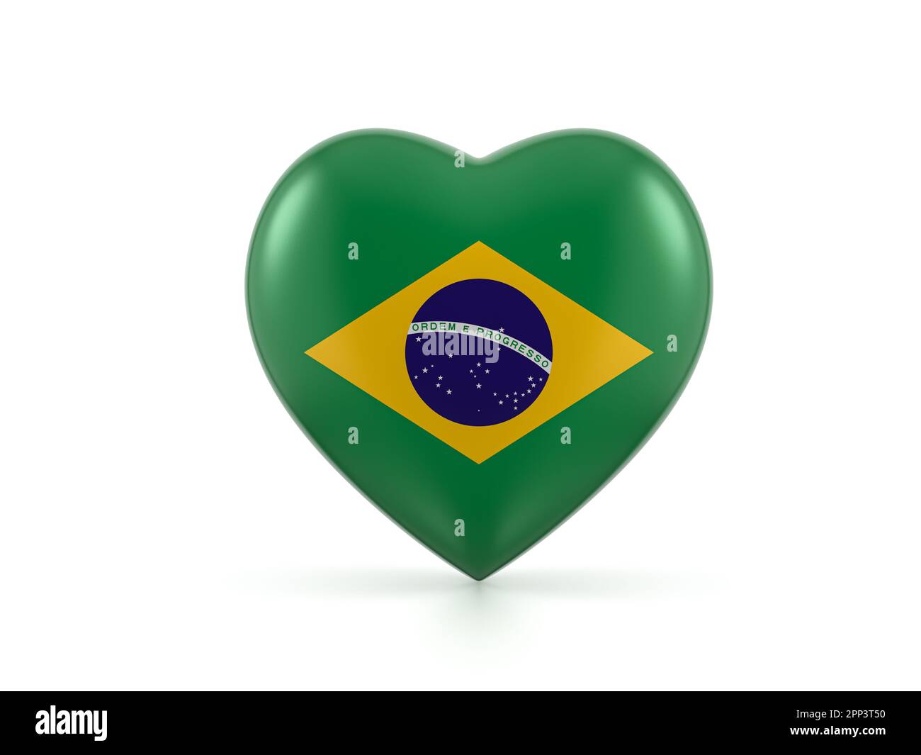 Brazil heart flag on a white background. 3d illustration Stock Photo ...