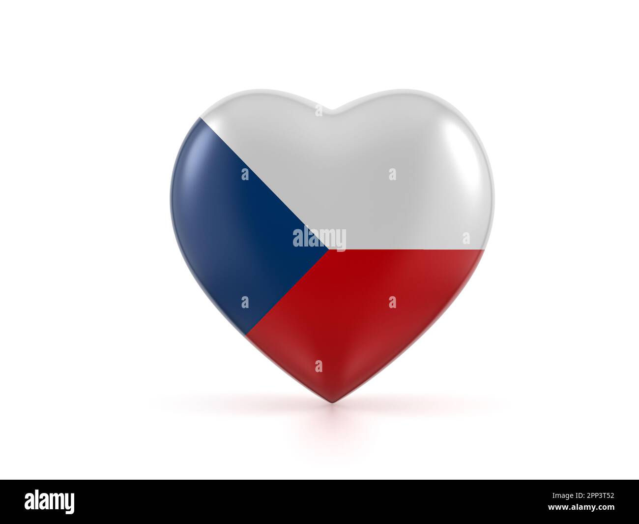 Czech Republic heart flag on a white background. 3d illustration Stock ...
