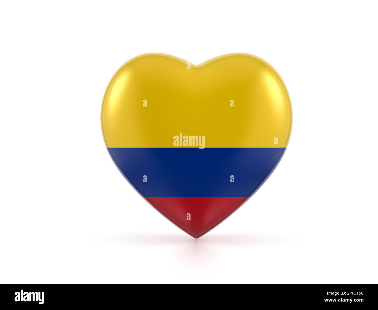 Colombia heart flag on a white background. 3d illustration Stock Photo ...