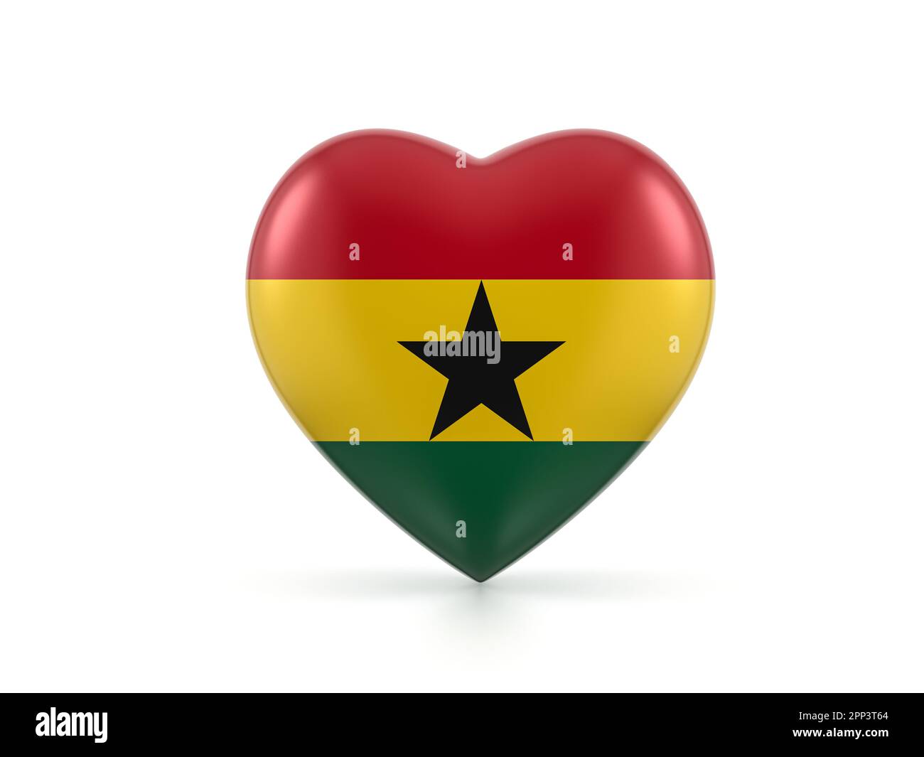 Ghana heart flag on a white background. 3d illustration Stock Photo - Alamy