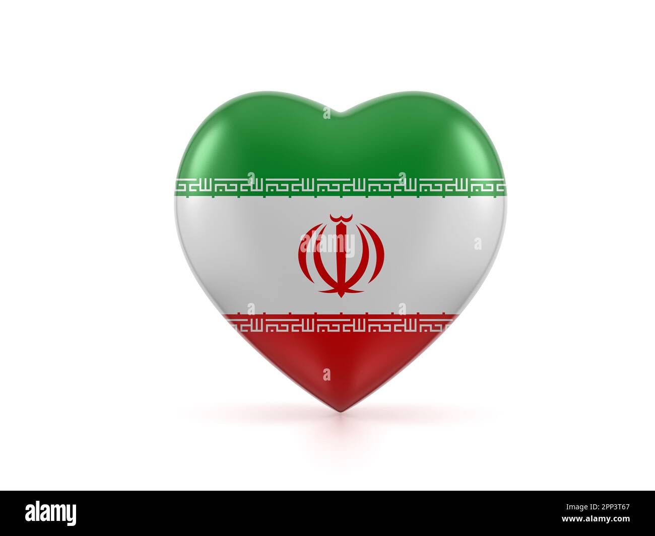 Iran heart flag on a white background. 3d illustration Stock Photo - Alamy