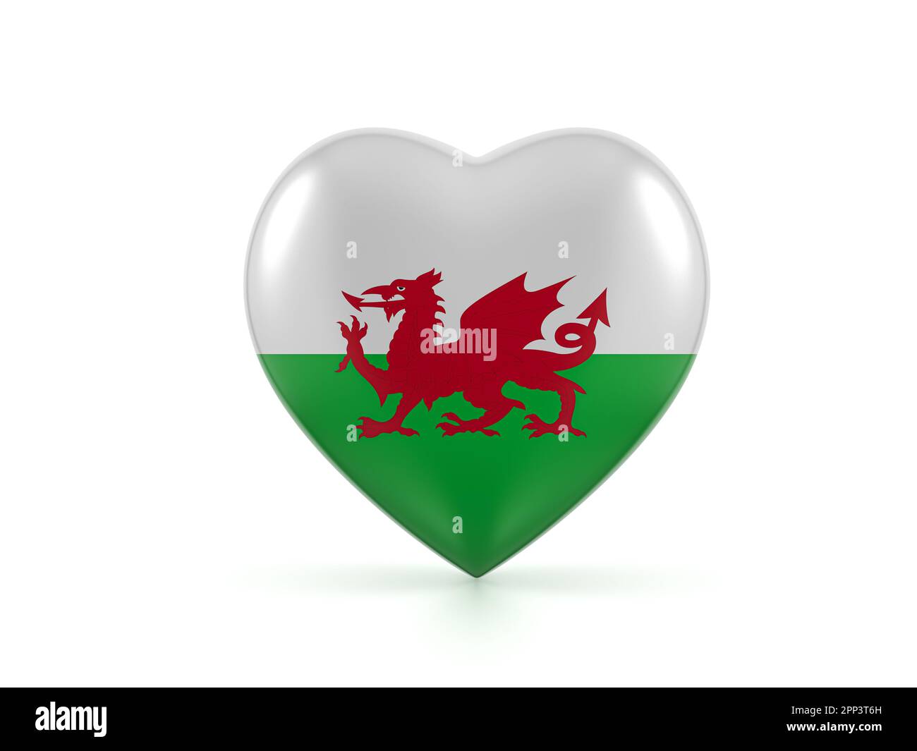 Wales heart flag on a white background. 3d illustration Stock Photo - Alamy