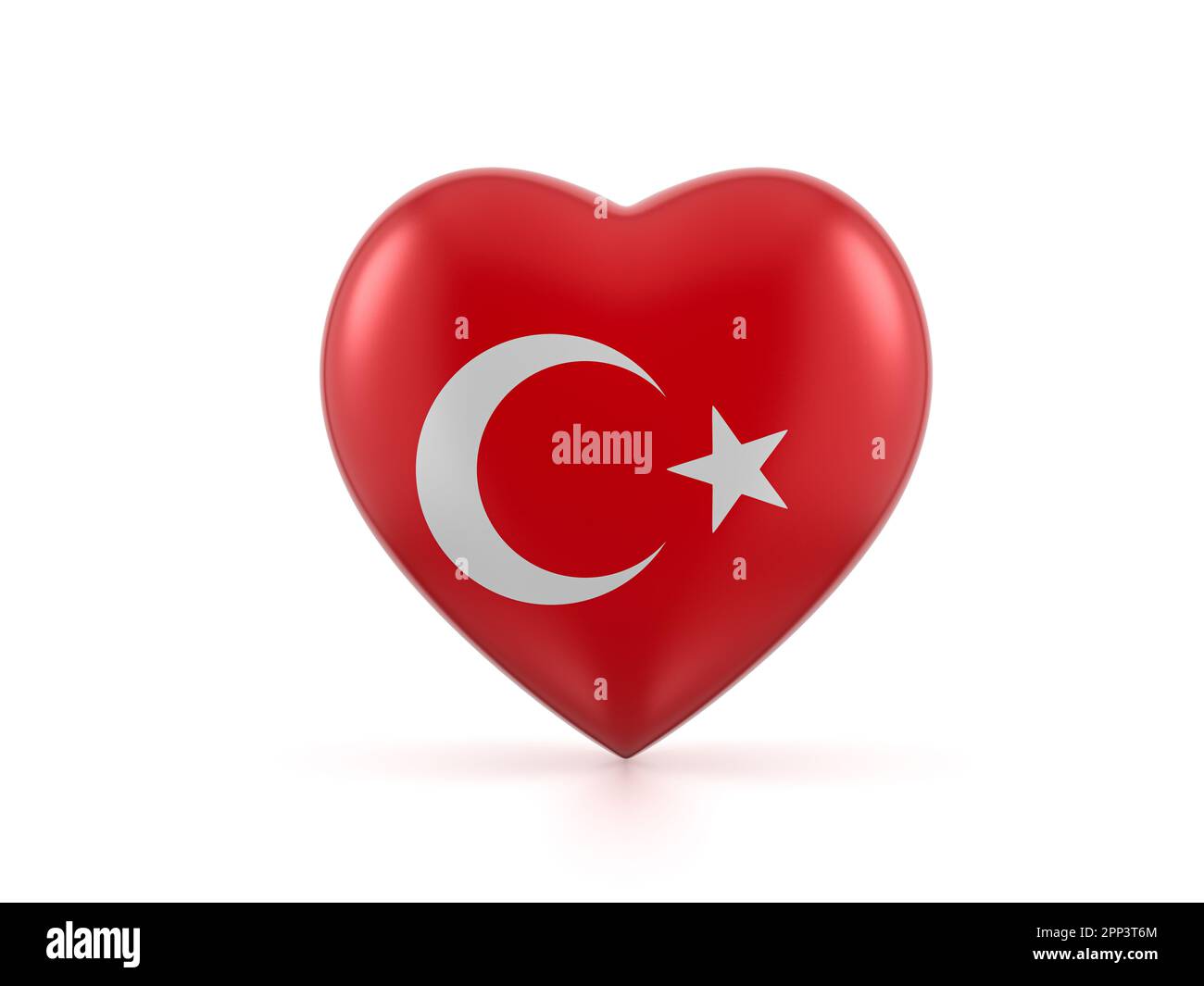 Turkey heart flag on a white background. 3d illustration Stock Photo ...