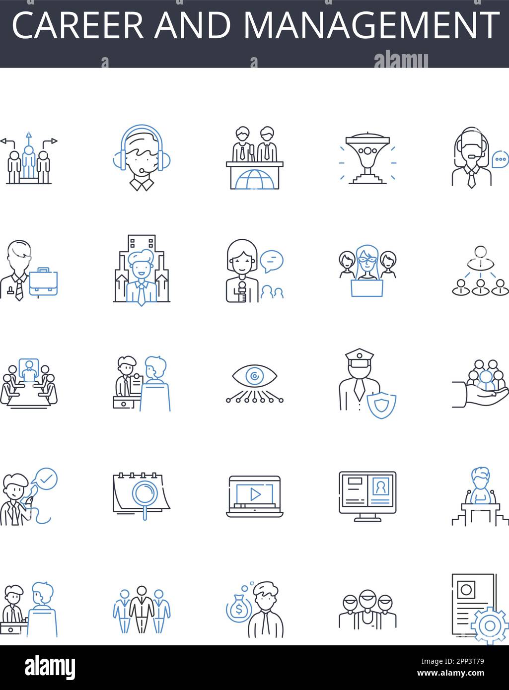 Career and management line icons collection. Profession, Occupation ...
