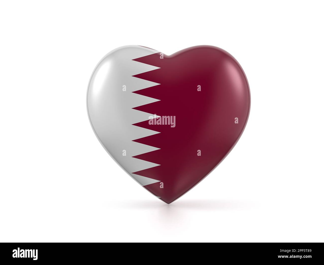 Qatar heart flag on a white background. 3d illustration Stock Photo - Alamy