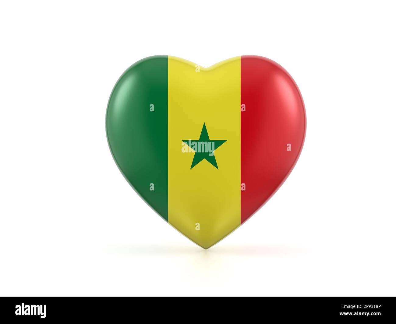 Senegal heart flag on a white background. 3d illustration Stock Photo ...