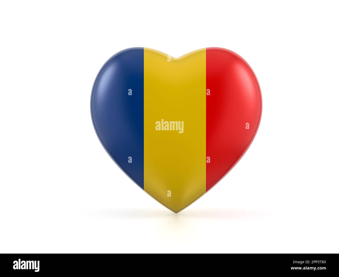 Romania heart flag on a white background. 3d illustration Stock Photo ...