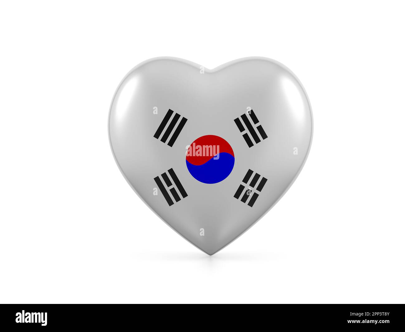 South Korea heart flag on a white background. 3d illustration Stock ...