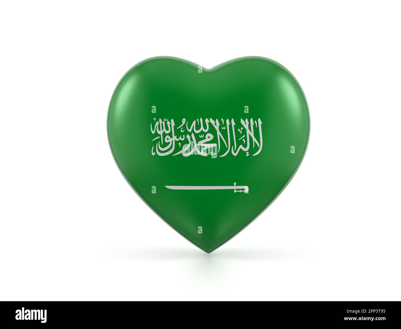 Saudi Arabia heart flag on a white background. 3d illustration Stock ...
