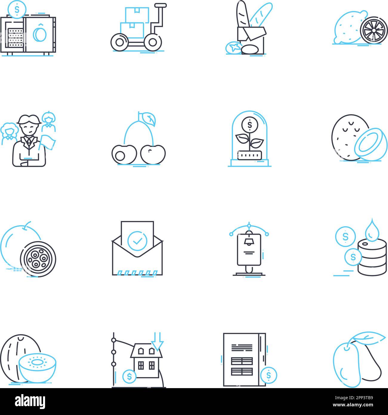 Commerce centers linear icons set. Logistics, Warehouse, Distribution ...