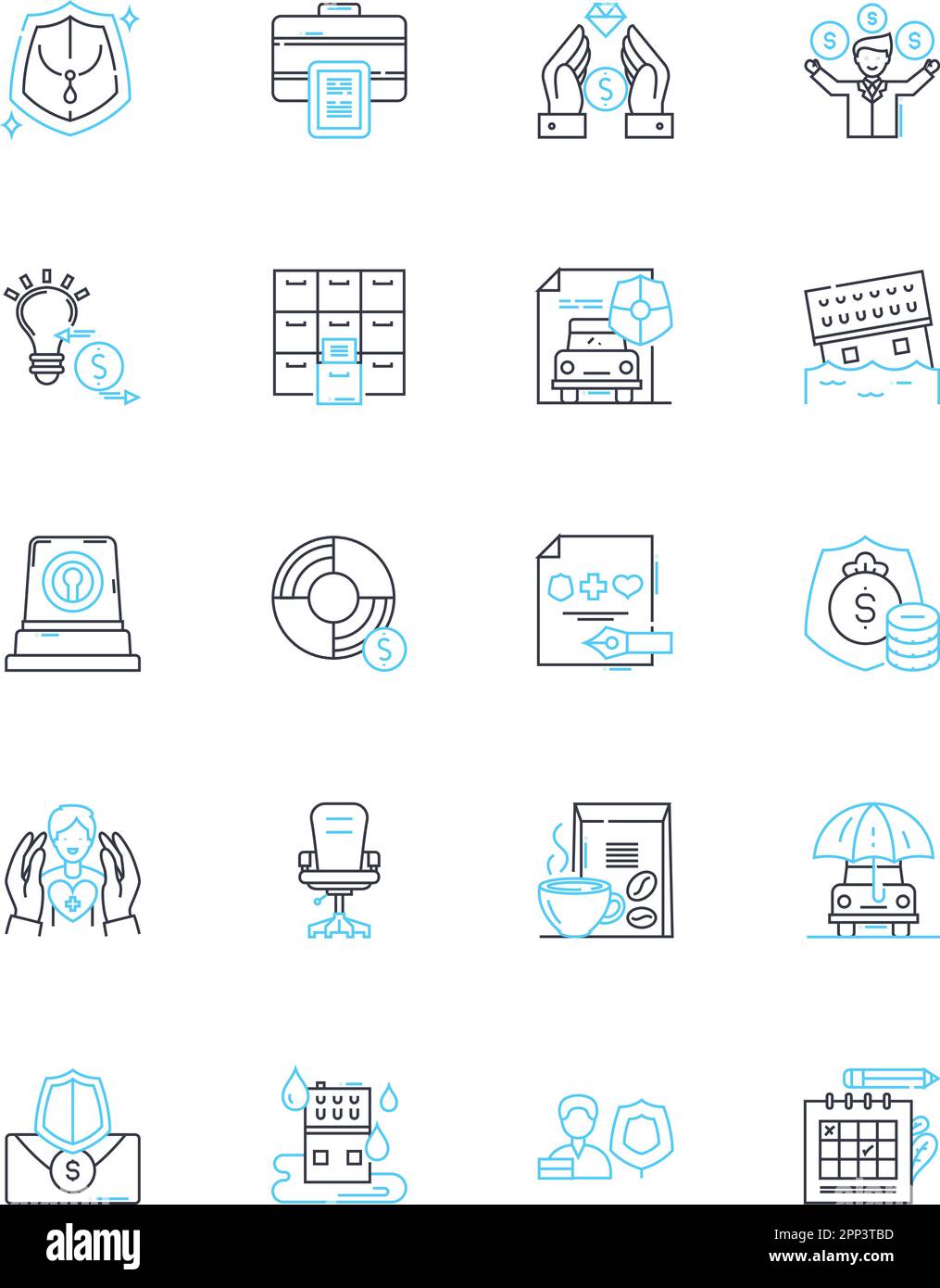 Business protection linear icons set. Security, Insurance ... Business protection linear icons set. Security, Insurance ...