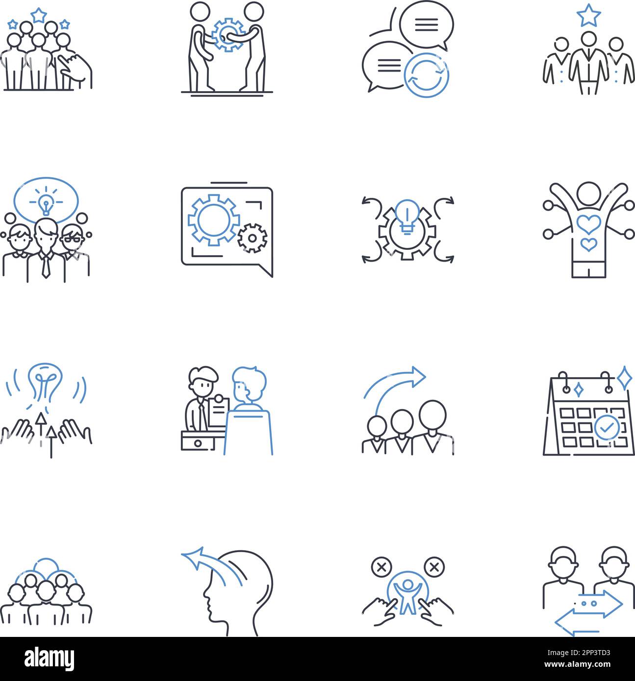 Corporate group line icons collection. Leadership, Collaboration ...