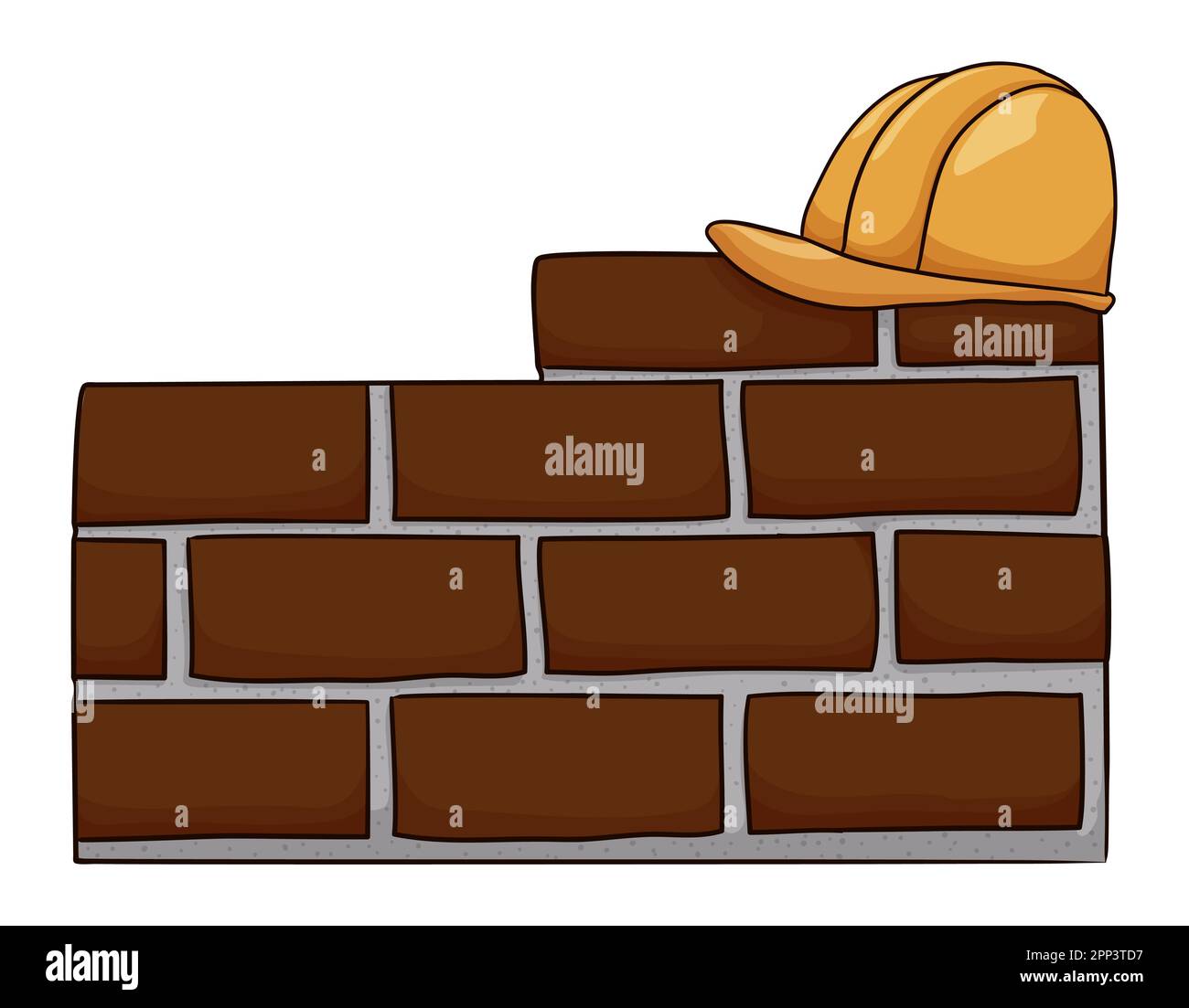 Wall under construction, made of bricks and cement, decorated with hard ...