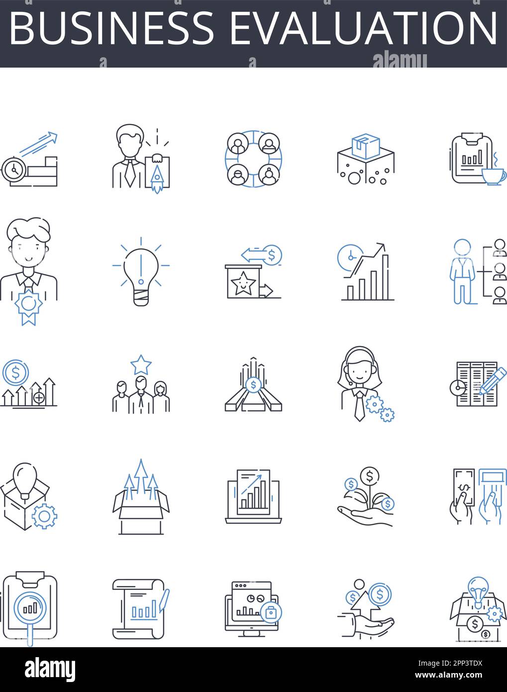 Business evaluation line icons collection. Authority, Democracy, Elite ...