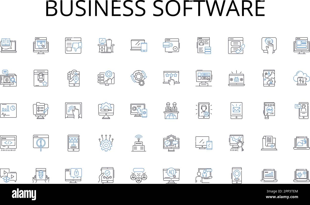 Business software line icons collection. Analysis, Intelligence ...