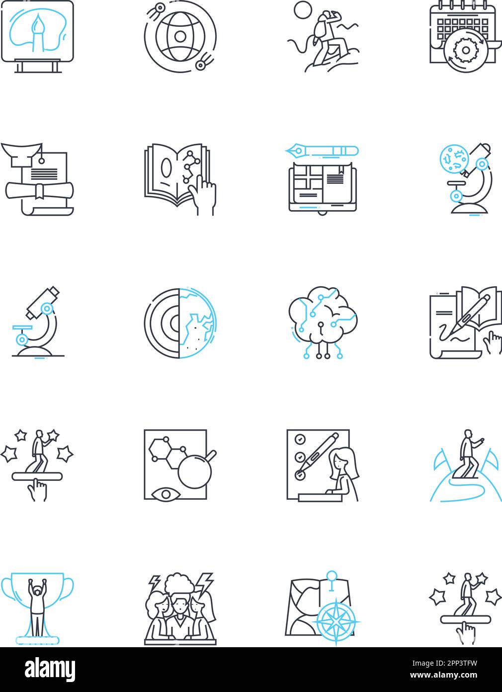 E-learning center linear icons set. Online, Interactive, Digital ...